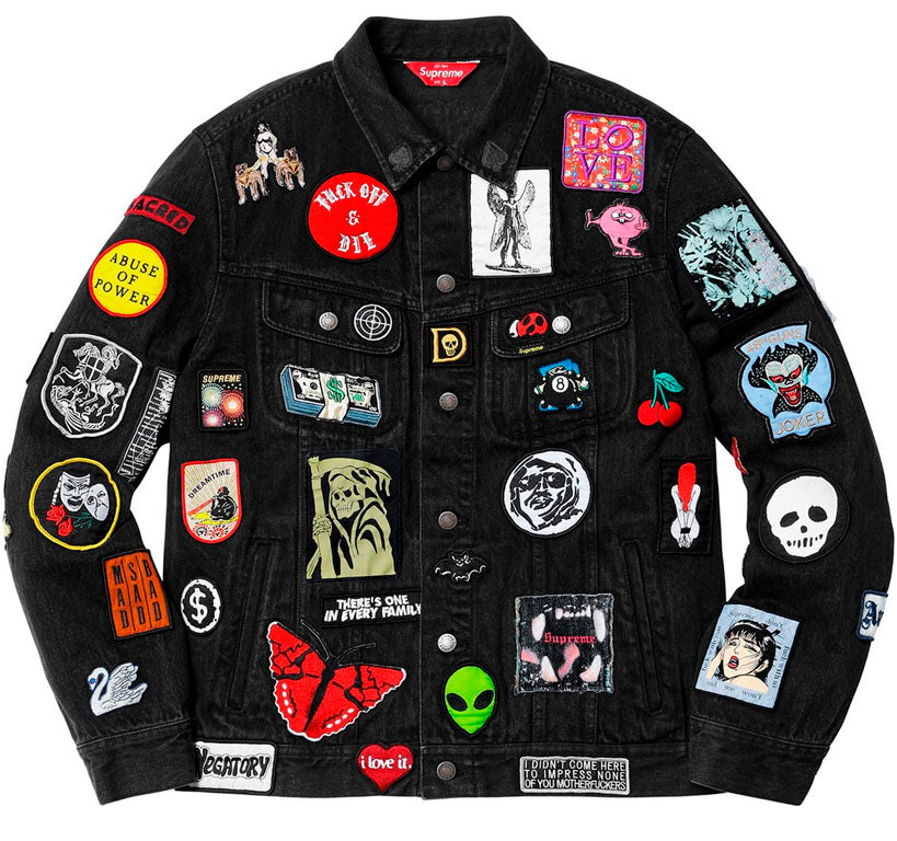 Supreme - Supreme Patches Denim Trucker Jacket- Black – Streetwear Official